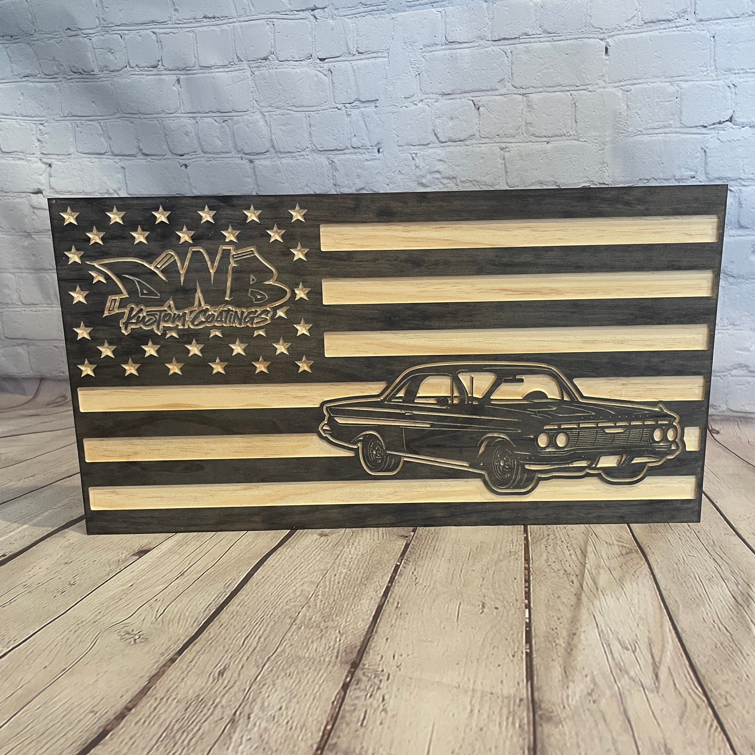 1961 Chevrolet Impala Wooden American Flag | Frillow Designs
